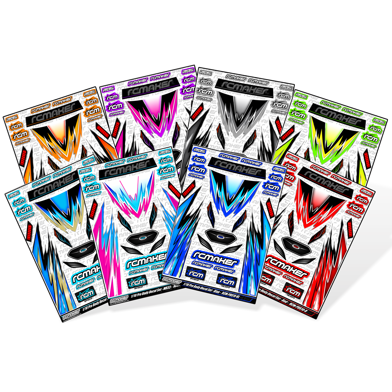 Pro Body Internal Decal Set for 1/10th Onroad (Assorted Colours) - RC MAKER